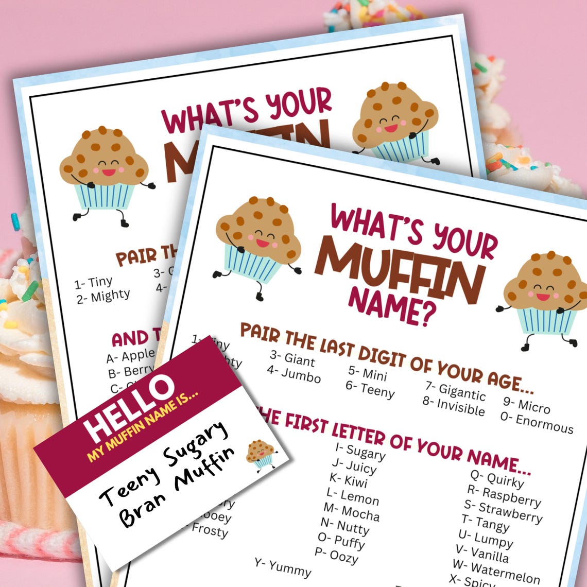 Muffin Name Generator Game: Birthday Party Activity (digital Download ...