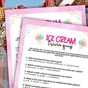 Ice Cream Trivia Quiz Questionnaire for Sweet National Dessert Games ...