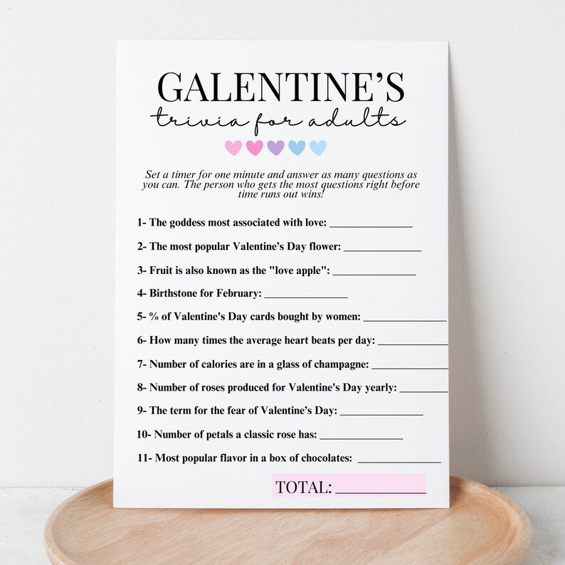 Galentine's Day Trivia Game Quiz for Girls Night or Ladies Luncheon ...