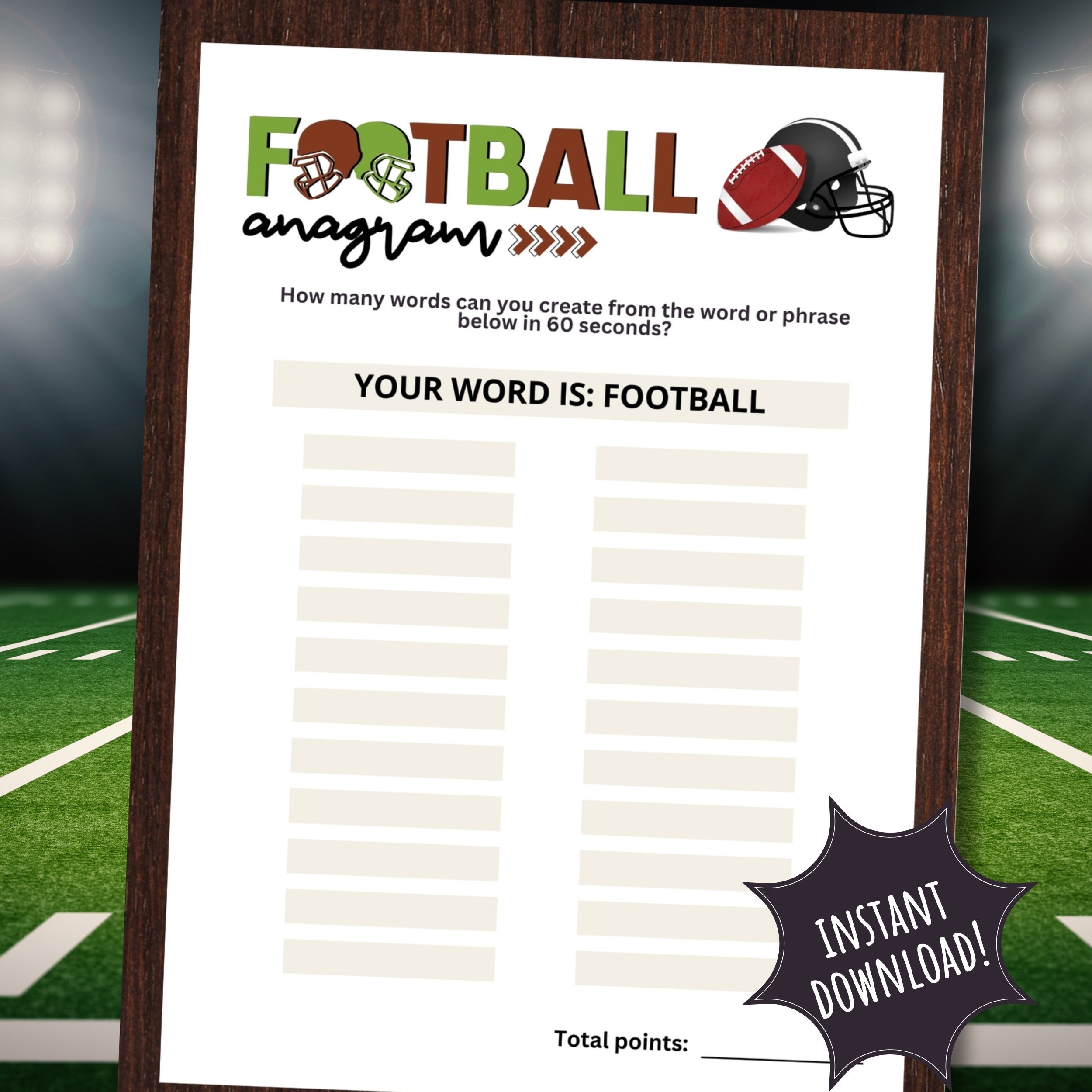 Football Word Search Scramble Anagram Make Some Words Printable Game ...