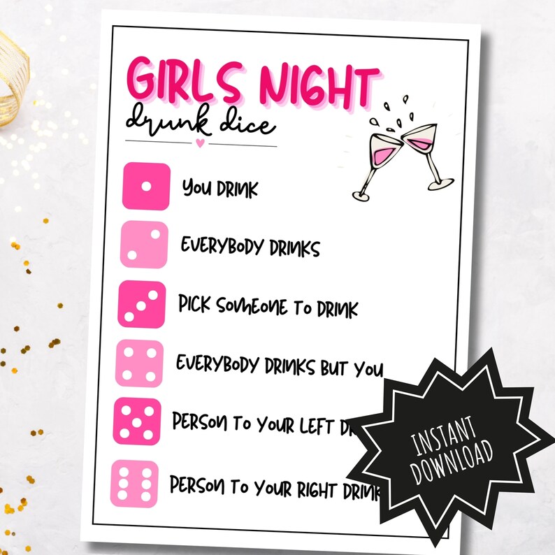 Girl's Night Out Drinking Printable Party Game and Ladies Lunch or ...