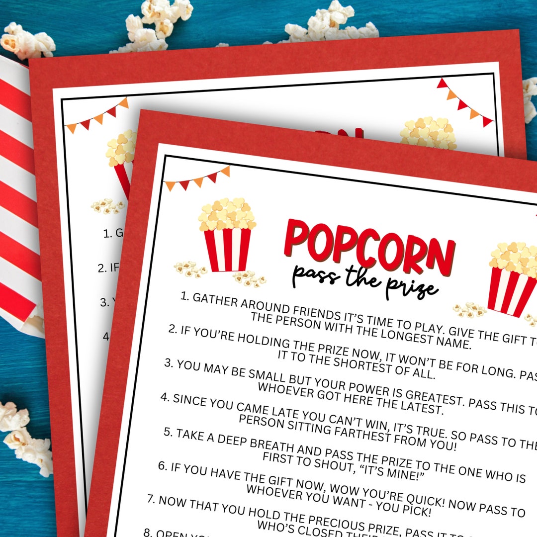 Popcorn Pass the Prize Game: Birthday Party Activity (PDF) - Etsy