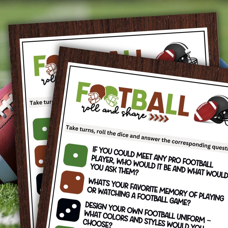 Football Roll and Share Dice Game Fun Printable PDF for Birthday Party ...