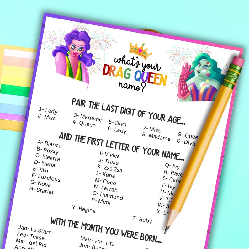 What's Your Drag Queen Name Game Generator With Name Tags for LGBT ...