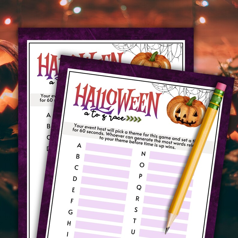 Halloween Party Game A to Z Word Race Printable Puzzle Activities for ...