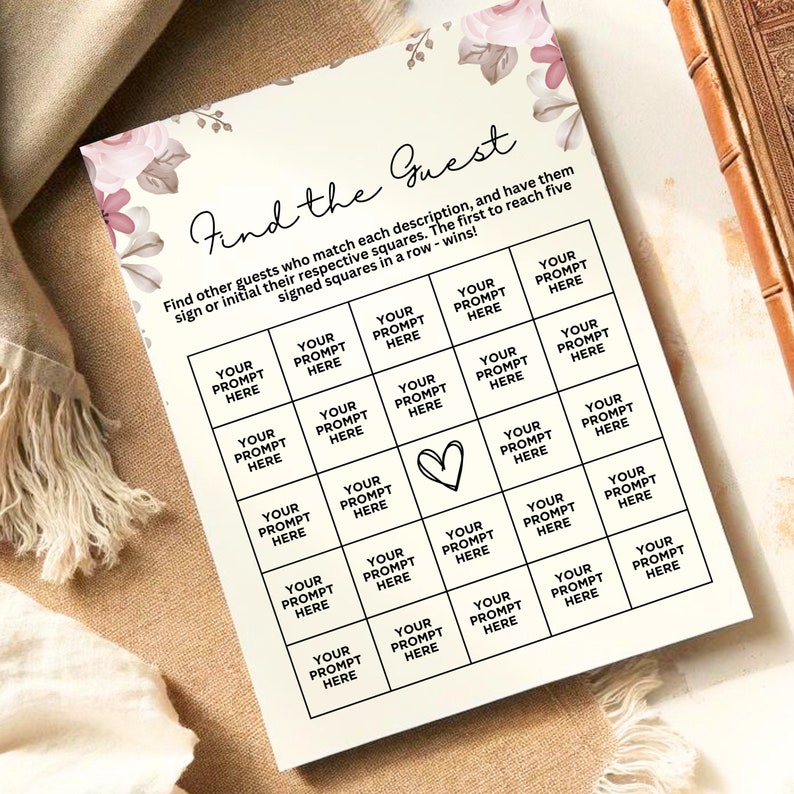 Editable Find the Guest Bingo Icebreaker: Mix & Mingle Game (PDF) - Etsy