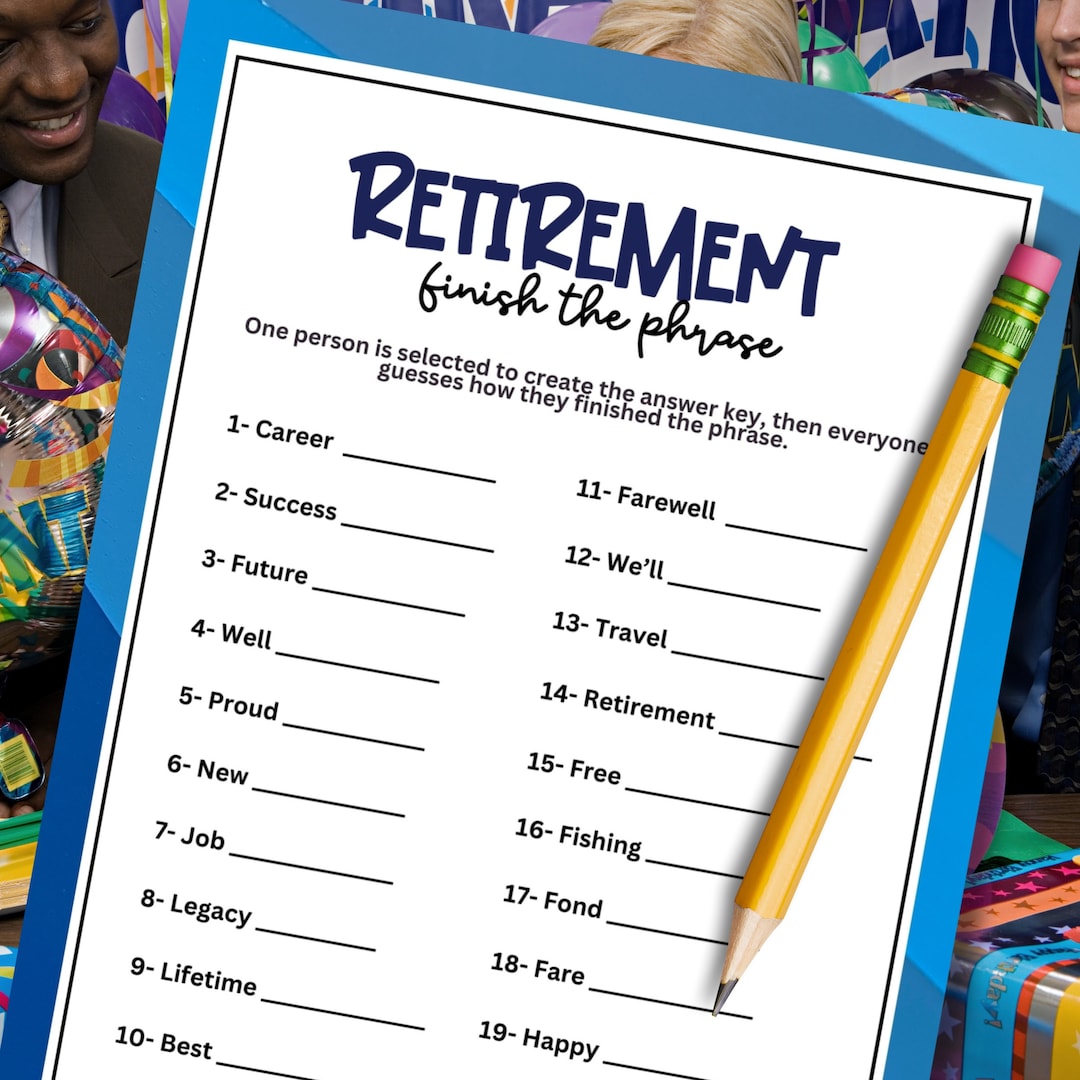 Retirement Party Games Finish the Phrase Word Trivia Quiz for Boss ...