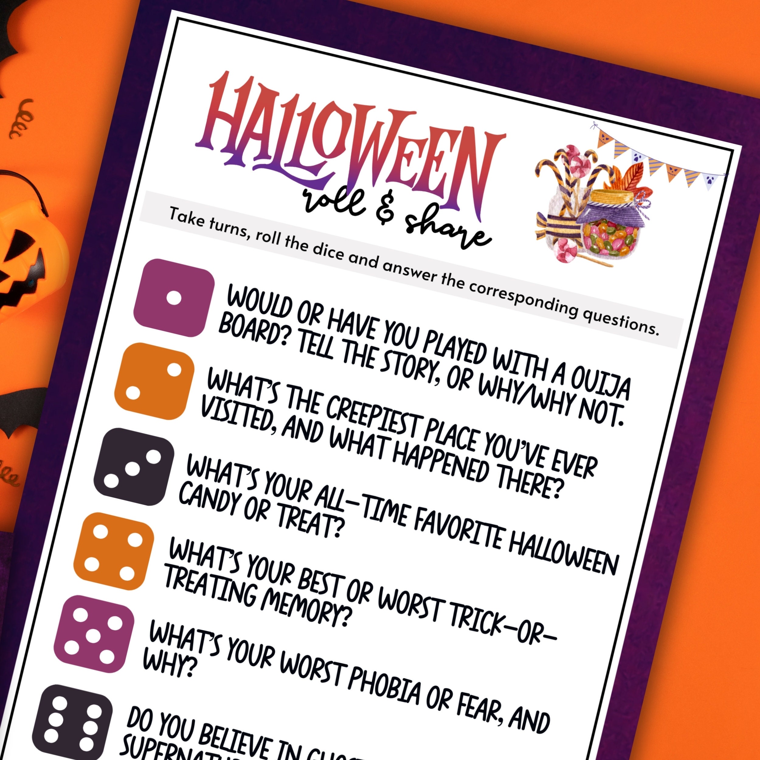 Halloween Roll and Share Dice Game Unveil Spooky Secrets of Friends ...