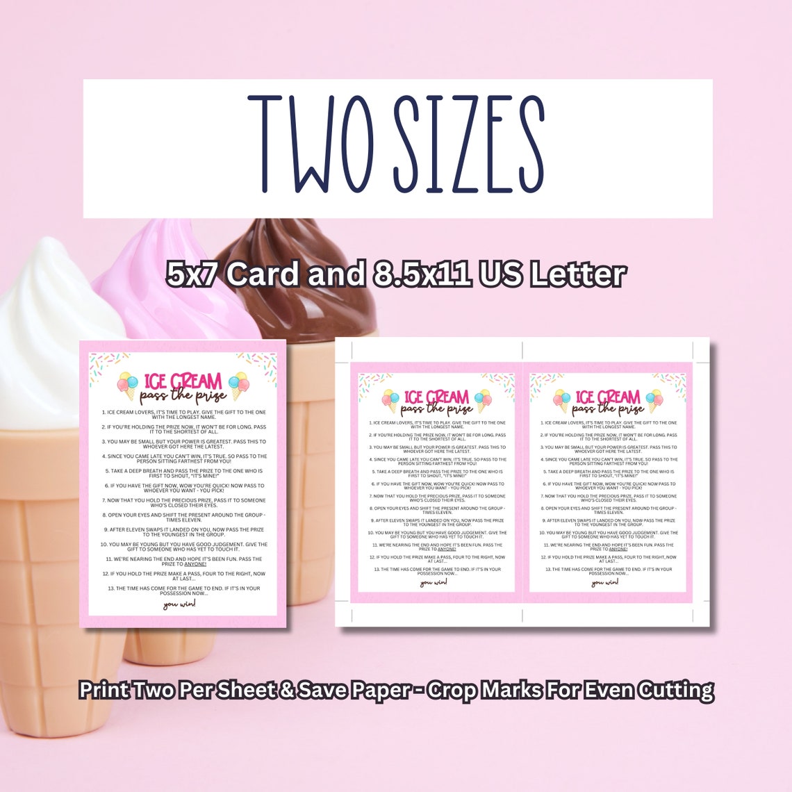 Ice Cream Pass the Prize Game: Summer Birthday Party (PDF) - Etsy