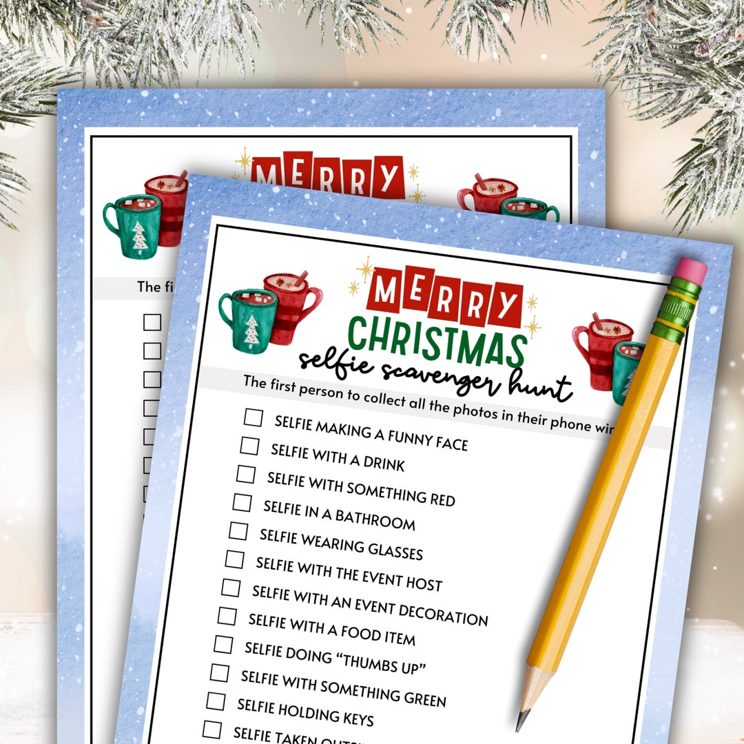 Christmas Selfie Scavenger Hunt Smartphone Photo Party Game Hilarious ...