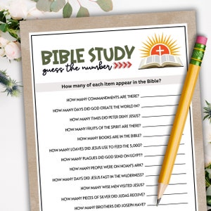 Bible Study Number Match Women's Ministry Christian Worship Trivia Game ...