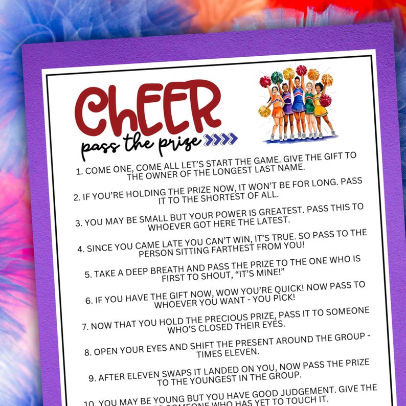 Cheerleading Party Game: Pass the Prize - Fun Team Activity (PDF) - Etsy