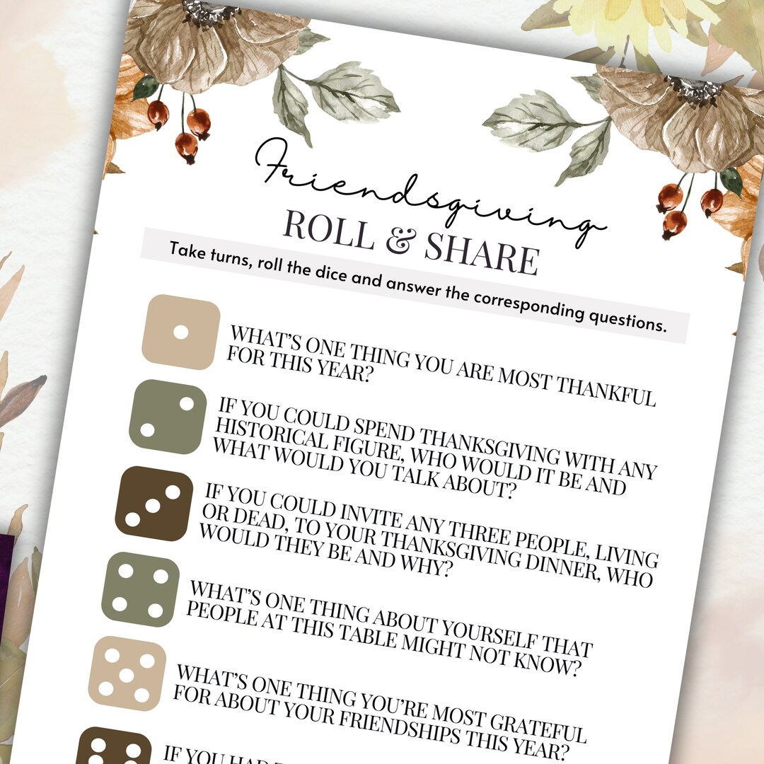 Friendsgiving Roll and Share Game: Thanksgiving Icebreaker (PDF) - Etsy