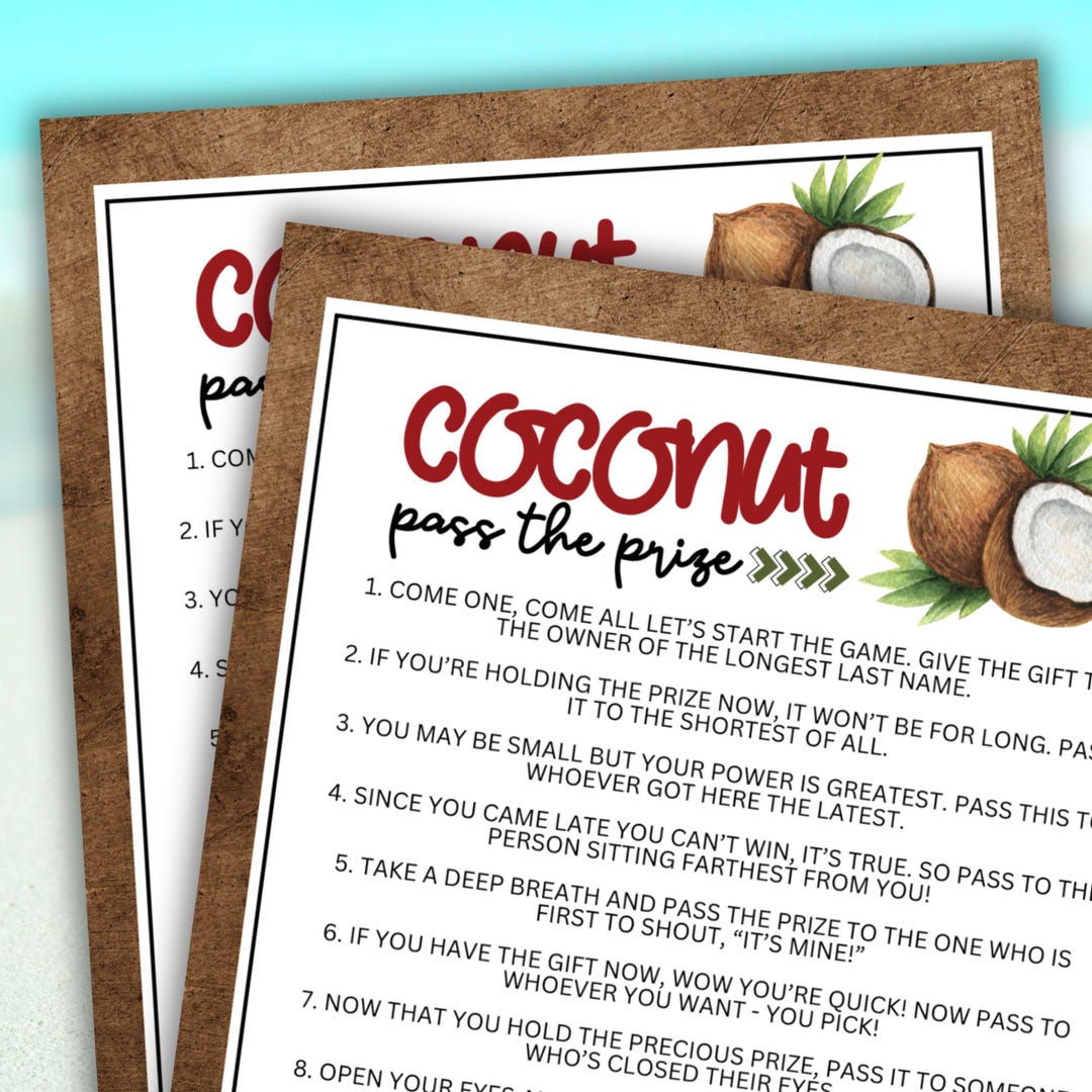 Coconut Pass the Prize Game: Luau Hawaiian Party (PDF) - Etsy