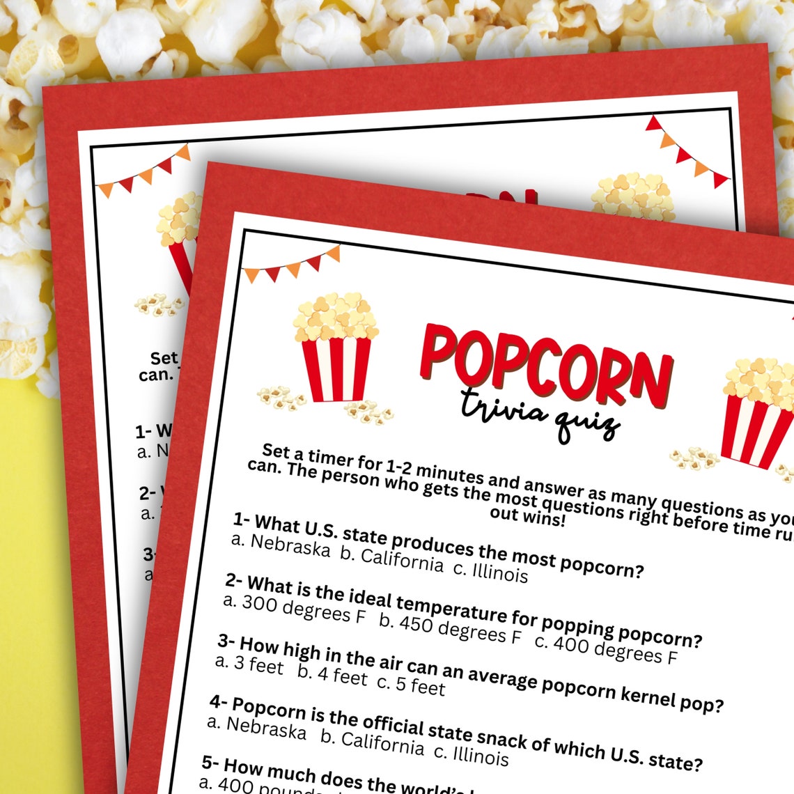 Popcorn Trivia Party Game Family Movie Night Teen Tween Pajama PJ ...