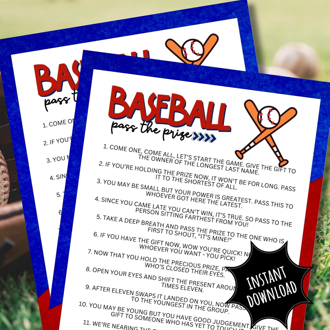 Baseball Pass the Prize Left Right Game for Major Minor League Team ...