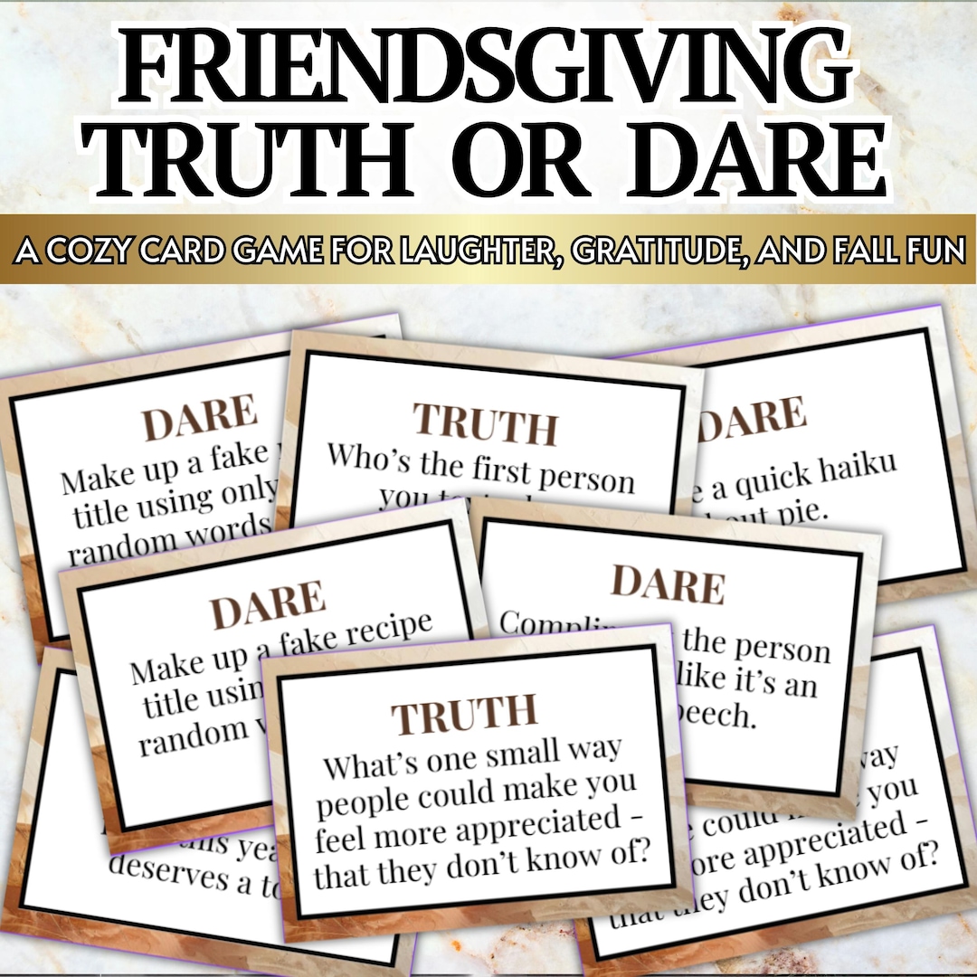 Friendsgiving Truth or Dare Card Game for Adults (80 Cards) - Etsy ...