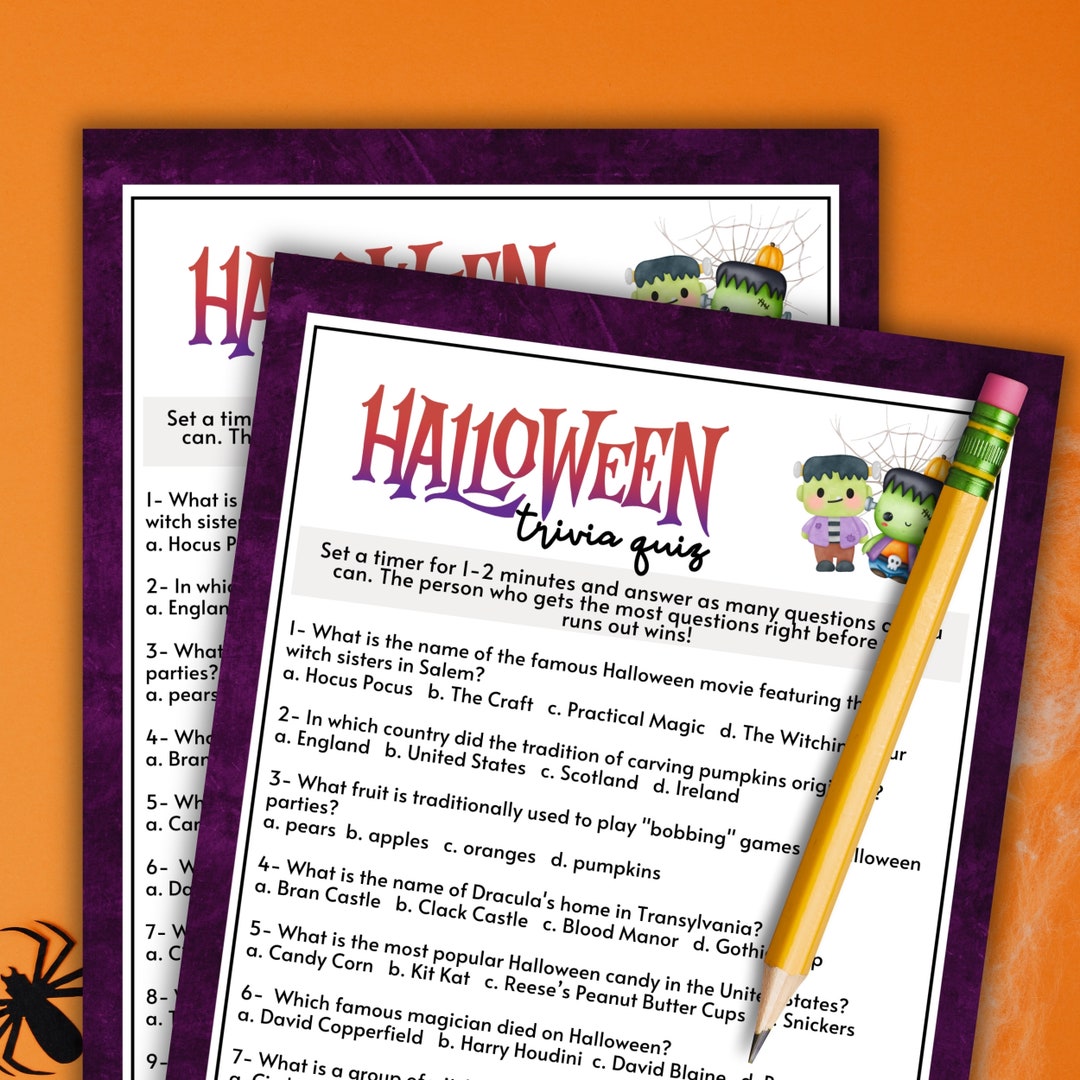Halloween Trivia Quiz Game: Printable Party Fun (PDF Download) - Etsy