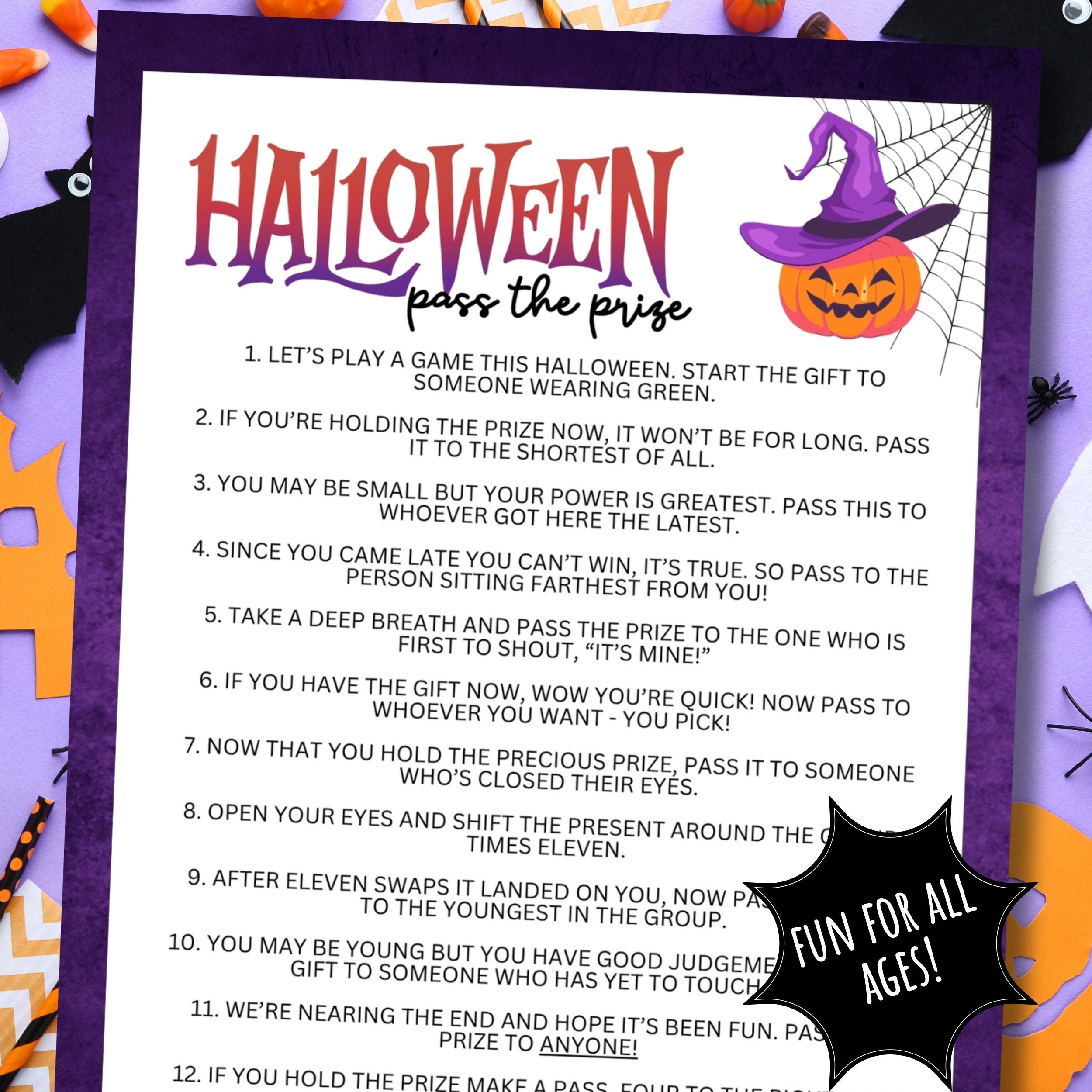 Halloween Pass the Prize Left to Right Party Game for October Fall ...