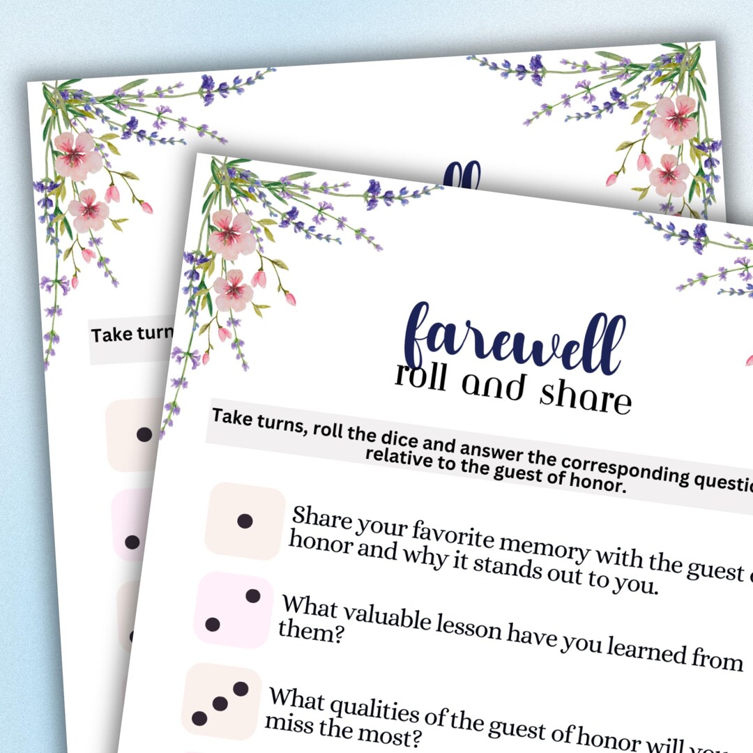 Farewell Roll and Share Game: Goodbye Party Activity (digital Download ...