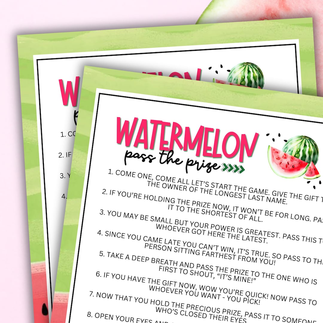 Watermelon Party Game: Pass the Prize - Summer Birthday (digital ...