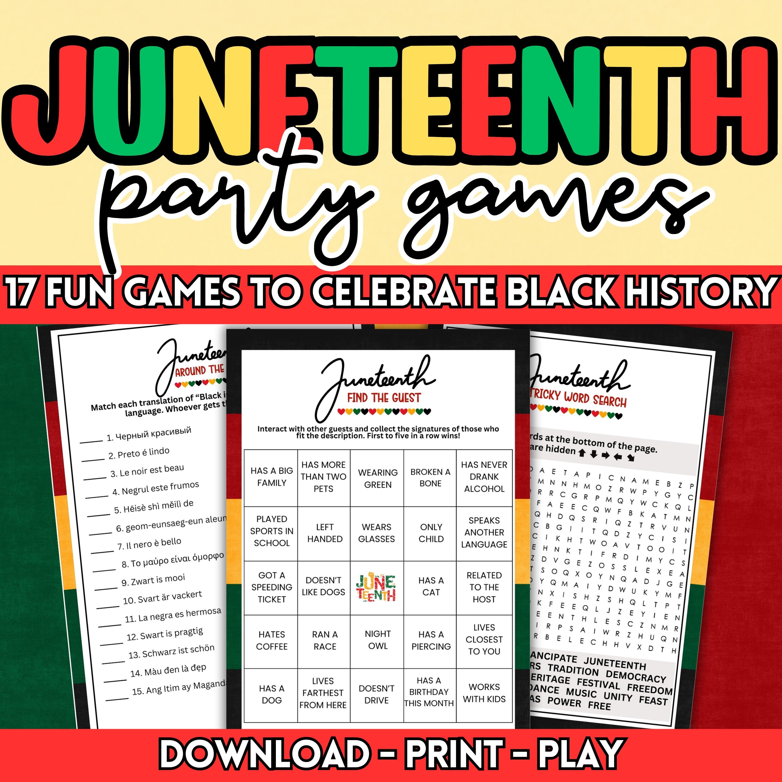 Juneteenth Games Bundle of Trivia Questions and Word Puzzle Activities ...