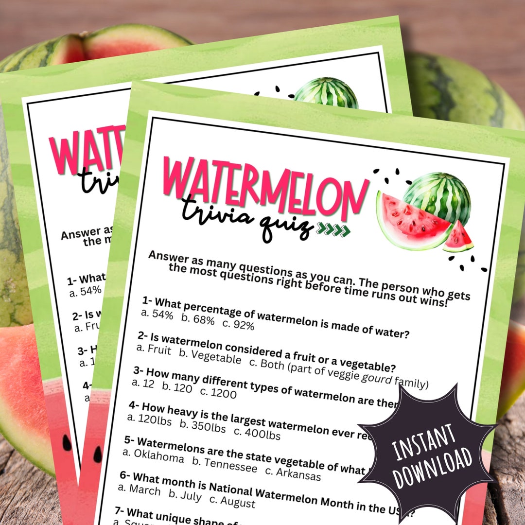 Watermelon Trivia Quiz: Summer Party Game (digital Download) - Etsy