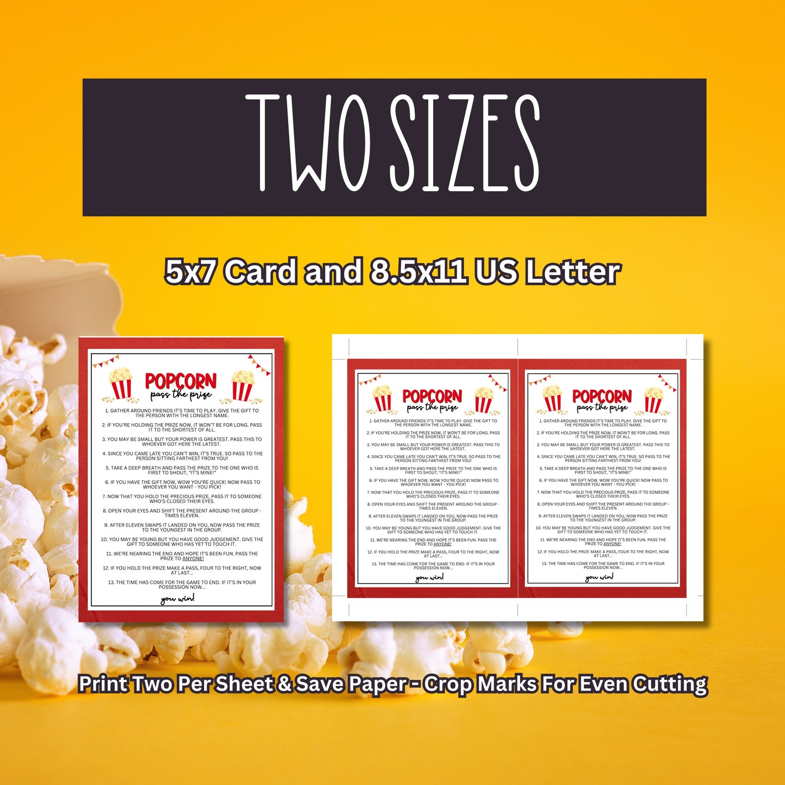 Popcorn Pass the Prize Game: Birthday Party Activity (PDF) - Etsy