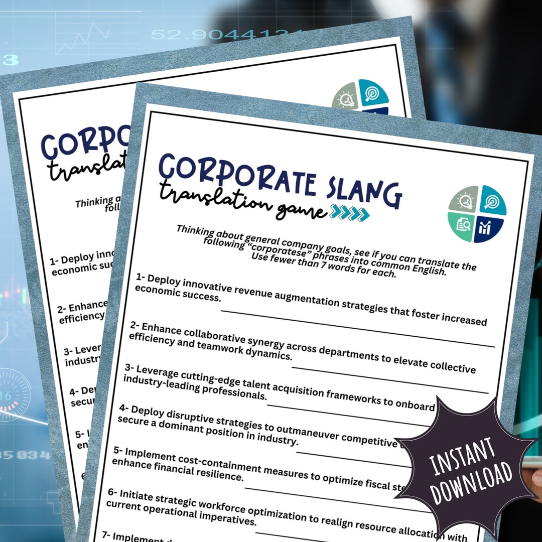 Corporate Slang Translation Game: Office Party Icebreaker (digital ...