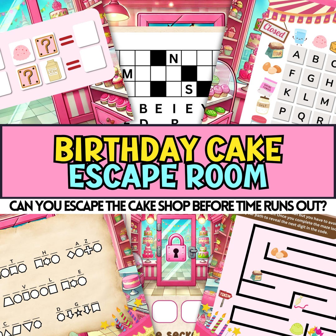 Birthday Cake Escape Room DIY Printable Party Puzzle Game Activity for ...
