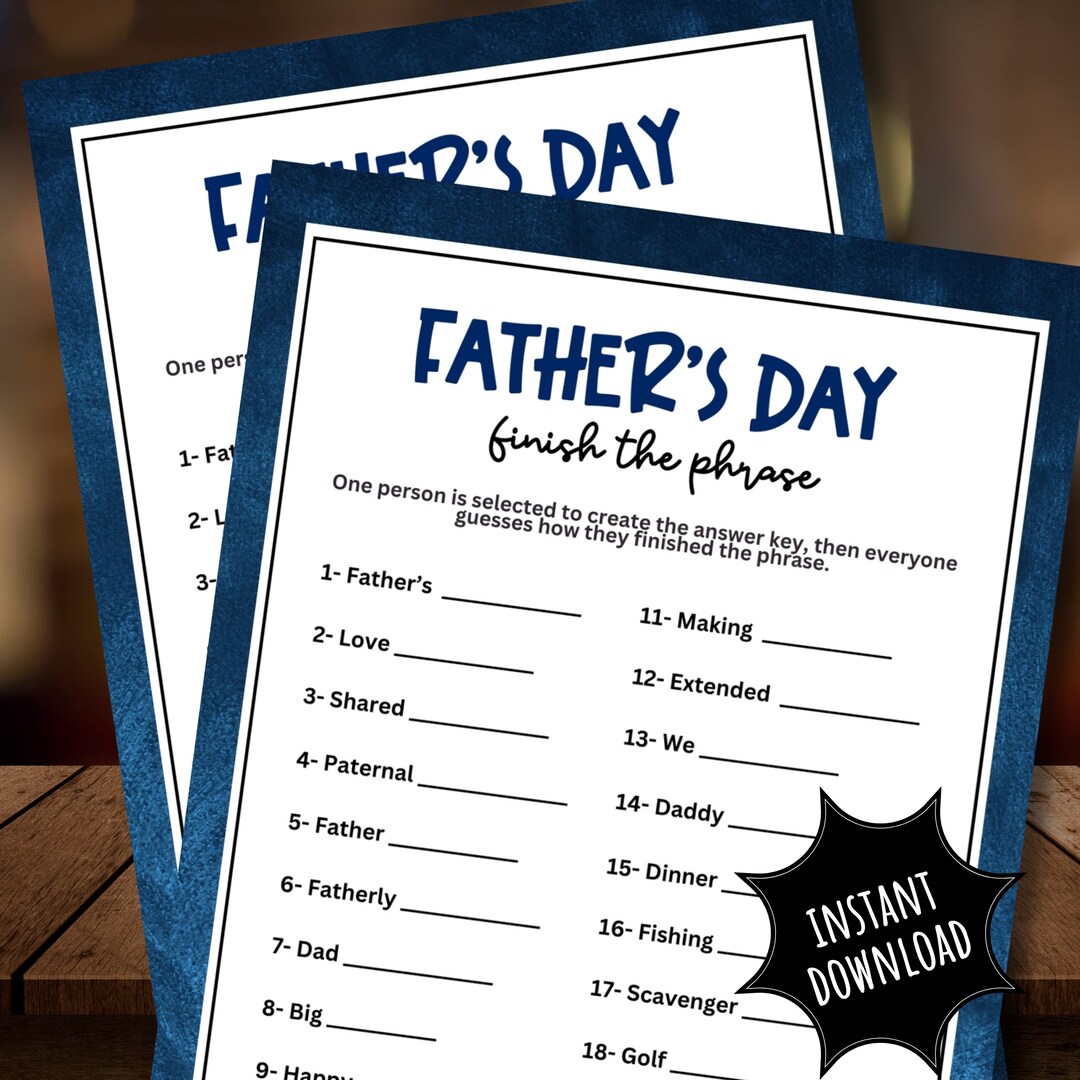 Father's Day Finish the Phrase Game Word Trivia Quiz for Dad Father ...