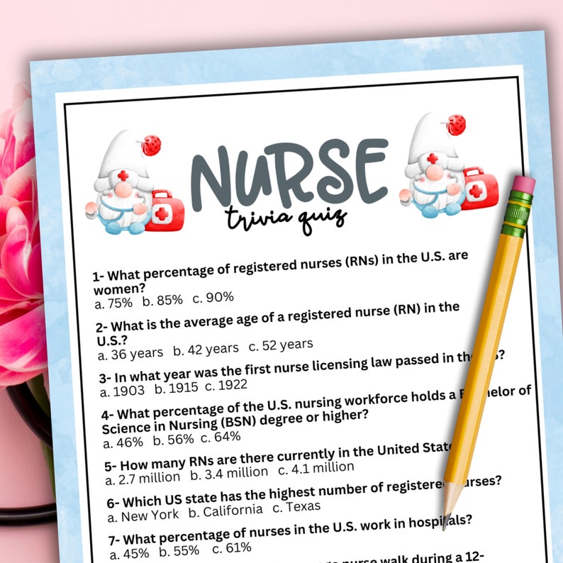 Nurse Trivia Game - Printable Nurse Appreciation - Fun Nursing ...