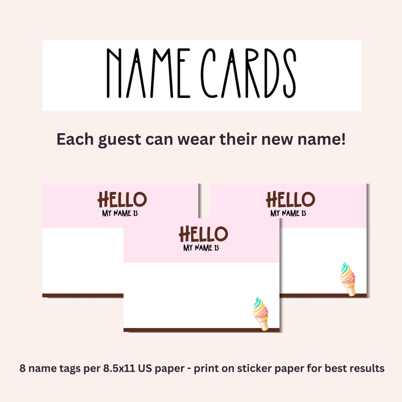 What's Your Ice Cream Name Game Personalized Party Activity for Kids ...