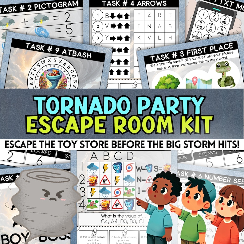 Tornado Escape Room Kit: Boys' Birthday Party Game (ages 6-9 ...