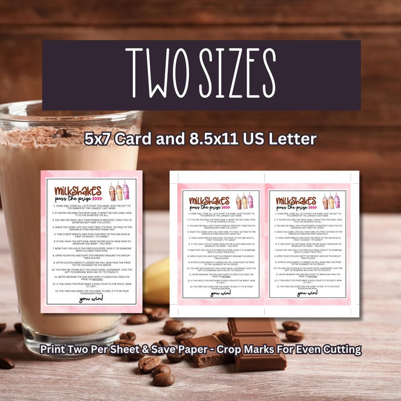 Milkshake Pass the Prize Left Right Game Ice Cream Party Activity Sweet ...