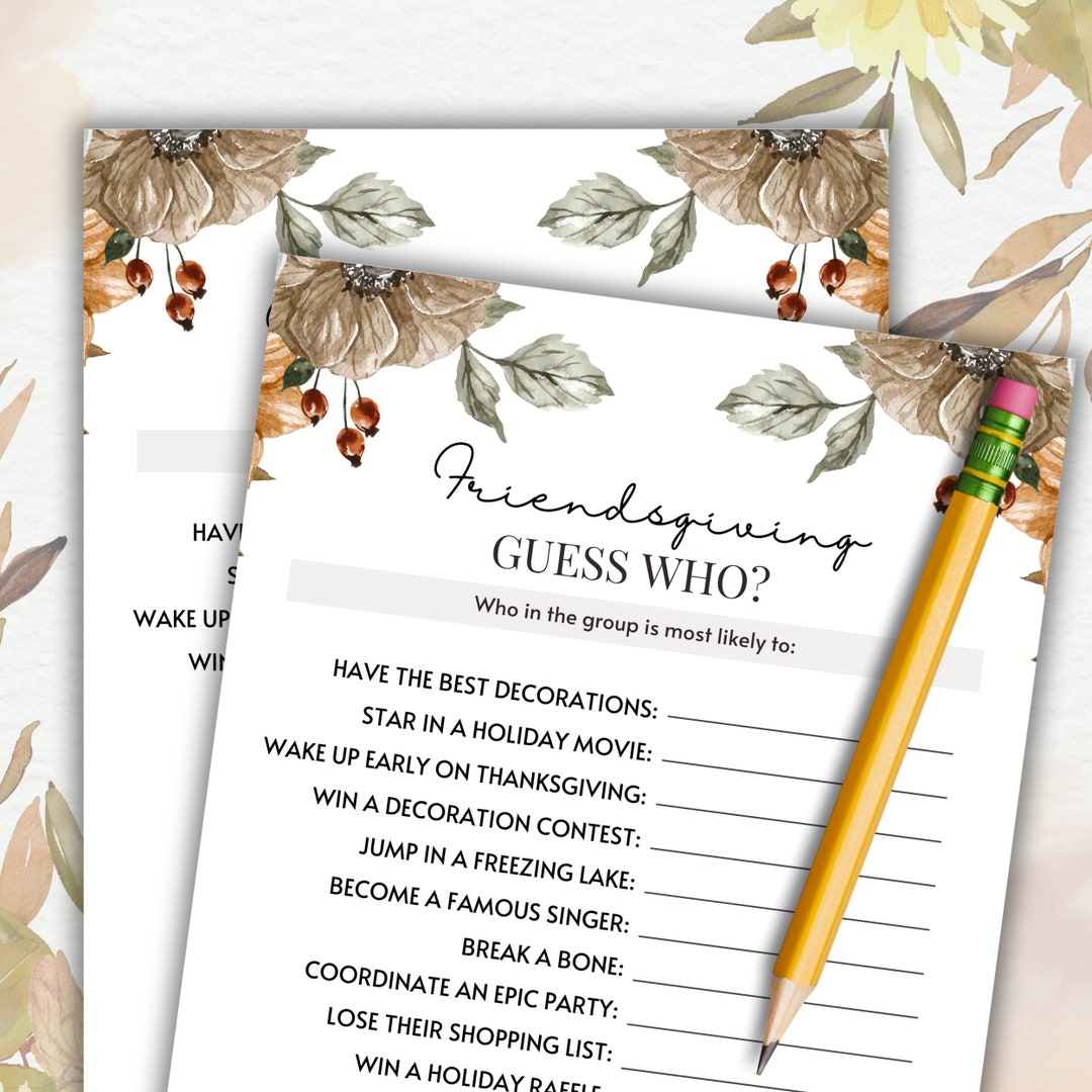 Friendsgiving Guess Who Fun Hilarious Thanksgiving Party Game Fun for ...