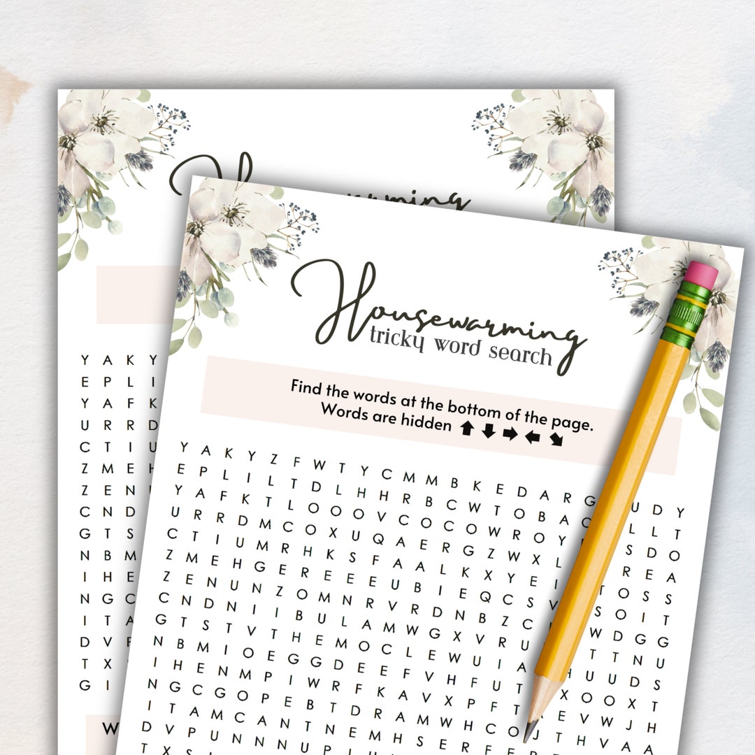 Housewarming Party Tricky Word Search Scramble Challenging Friendly ...