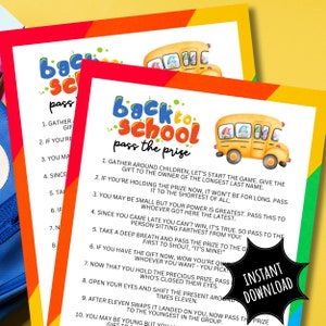 Back to School Pass the Prize Left Right Game for Kindergarten First ...