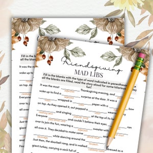 Friendsgiving Mad Lib Story Telling Fill in the Blank Funny Hilarious ...