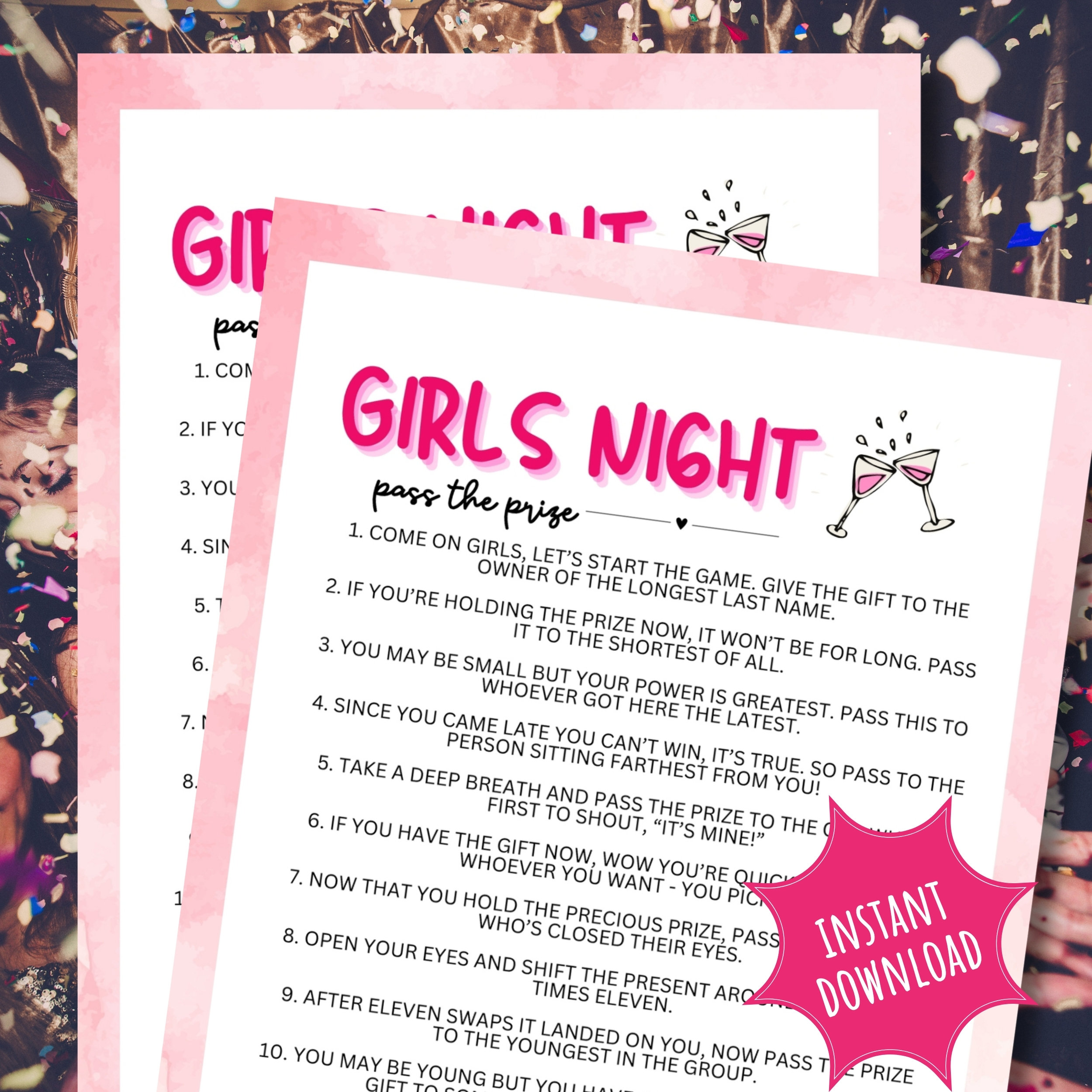 Girls Night Pass the Prize Left to Right Game to Have Fun Partying With ...