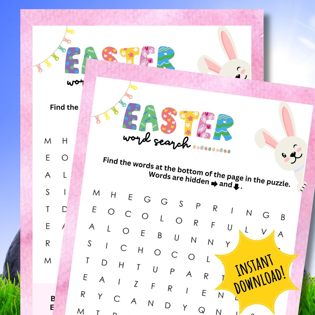 Easter Word Search EASY Printable PDF Game Activity Words Puzzle for ...