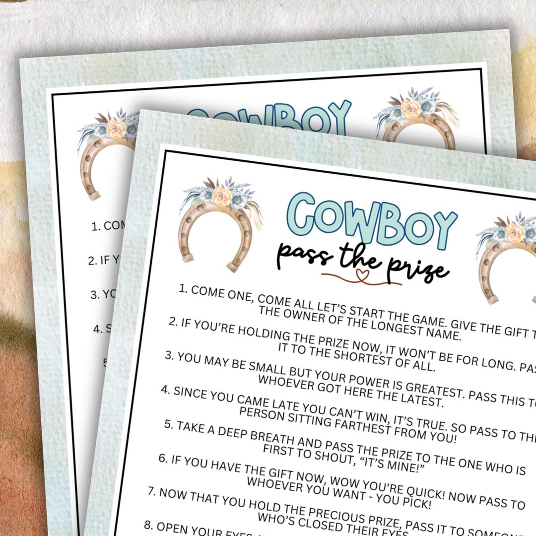 Cowboy Pass the Prize Game: Western Birthday Party Activity (PDF) - Etsy