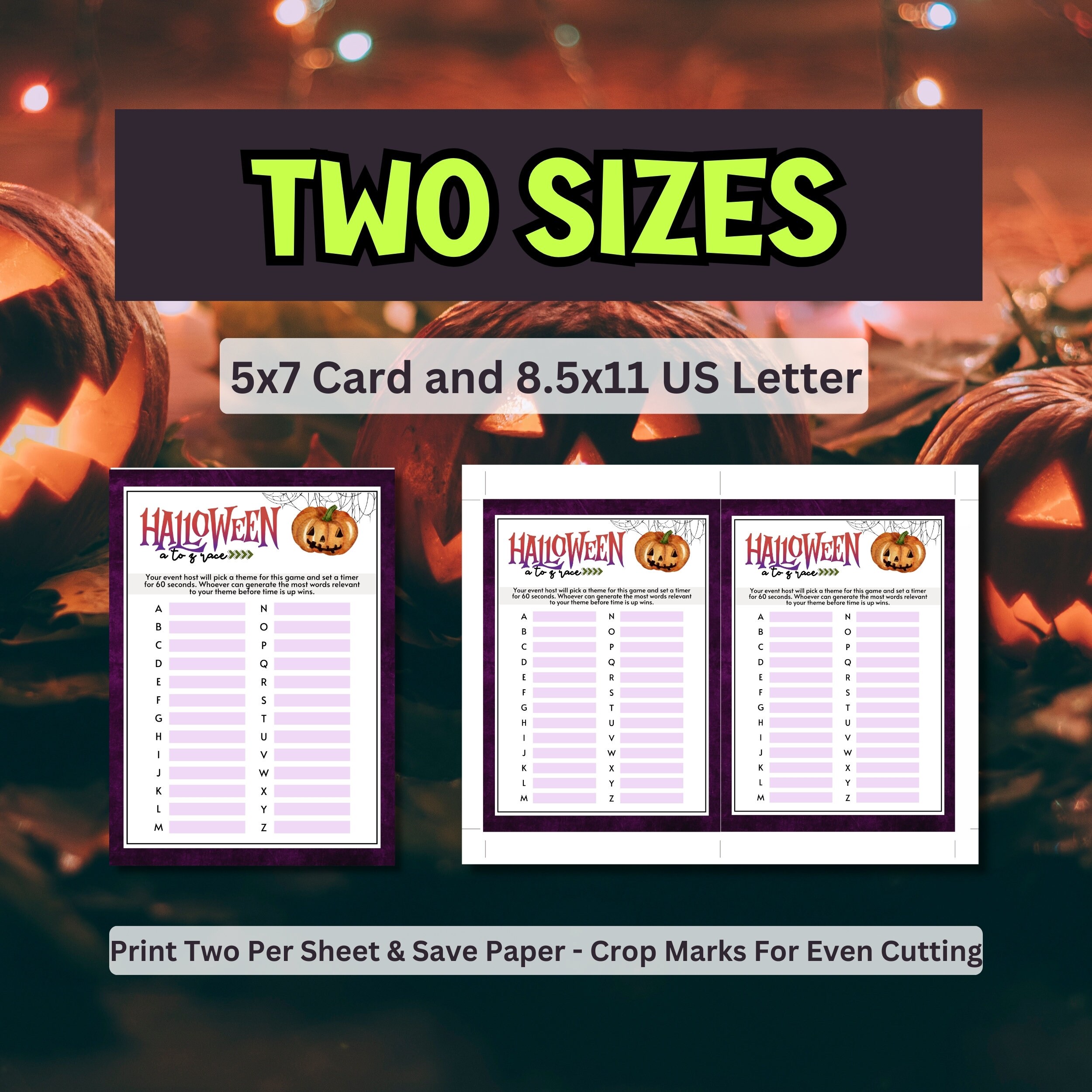 Halloween Party Game A to Z Word Race Printable Puzzle Activities for ...