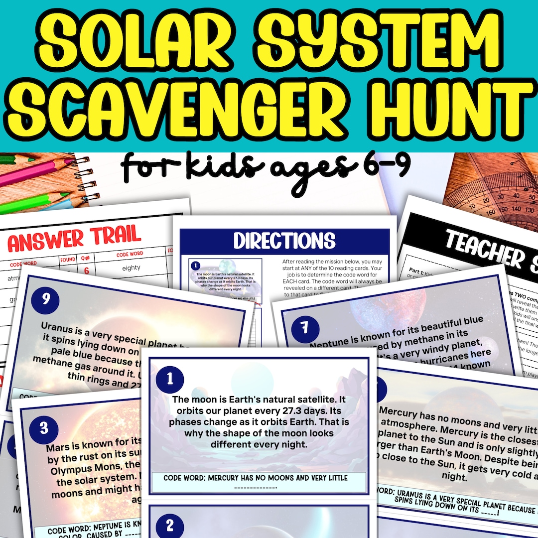 Solar System Scavenger Hunt: Kids STEM Learning Game (digital Download ...