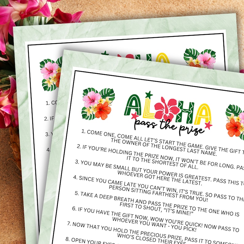 Hawaiian Luau Pass the Prize Game: Aloha Tiki Party (digital Download ...