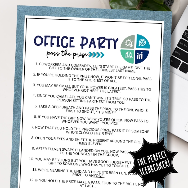 Office Party Pass the Prize Game: Employee Icebreaker (printable PDF ...