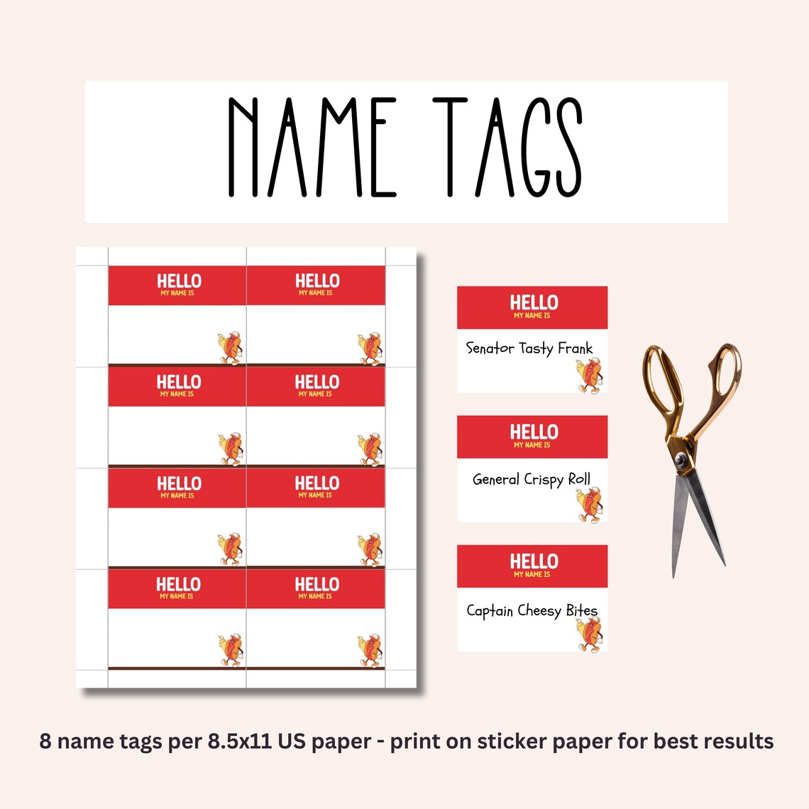 Hot Dog Name Game: Personalized Party Activity (PDF) - Etsy