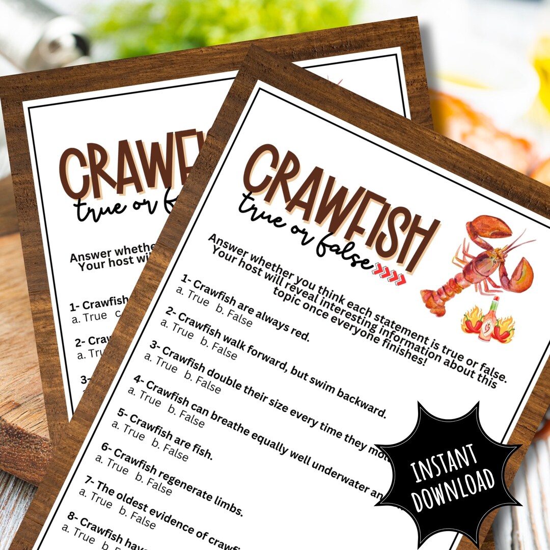 Crawfish Boil Trivia Game: True or False Party Game (digital Download ...