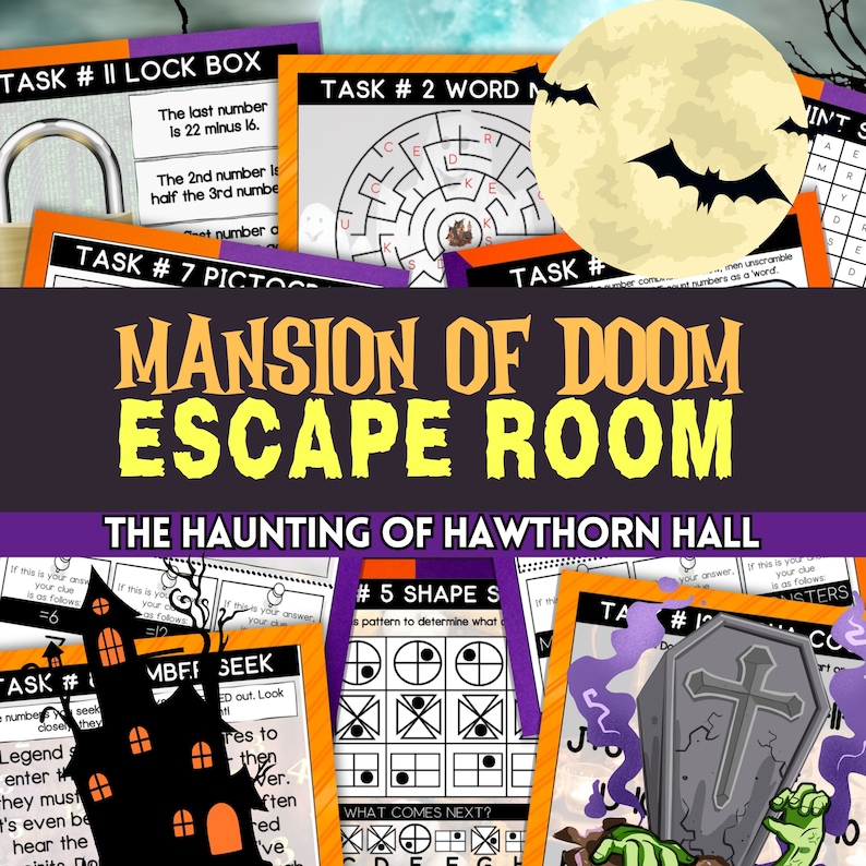 Haunted Mansion Escape Room Game: Teen Mystery, Printable Puzzles (PDF ...
