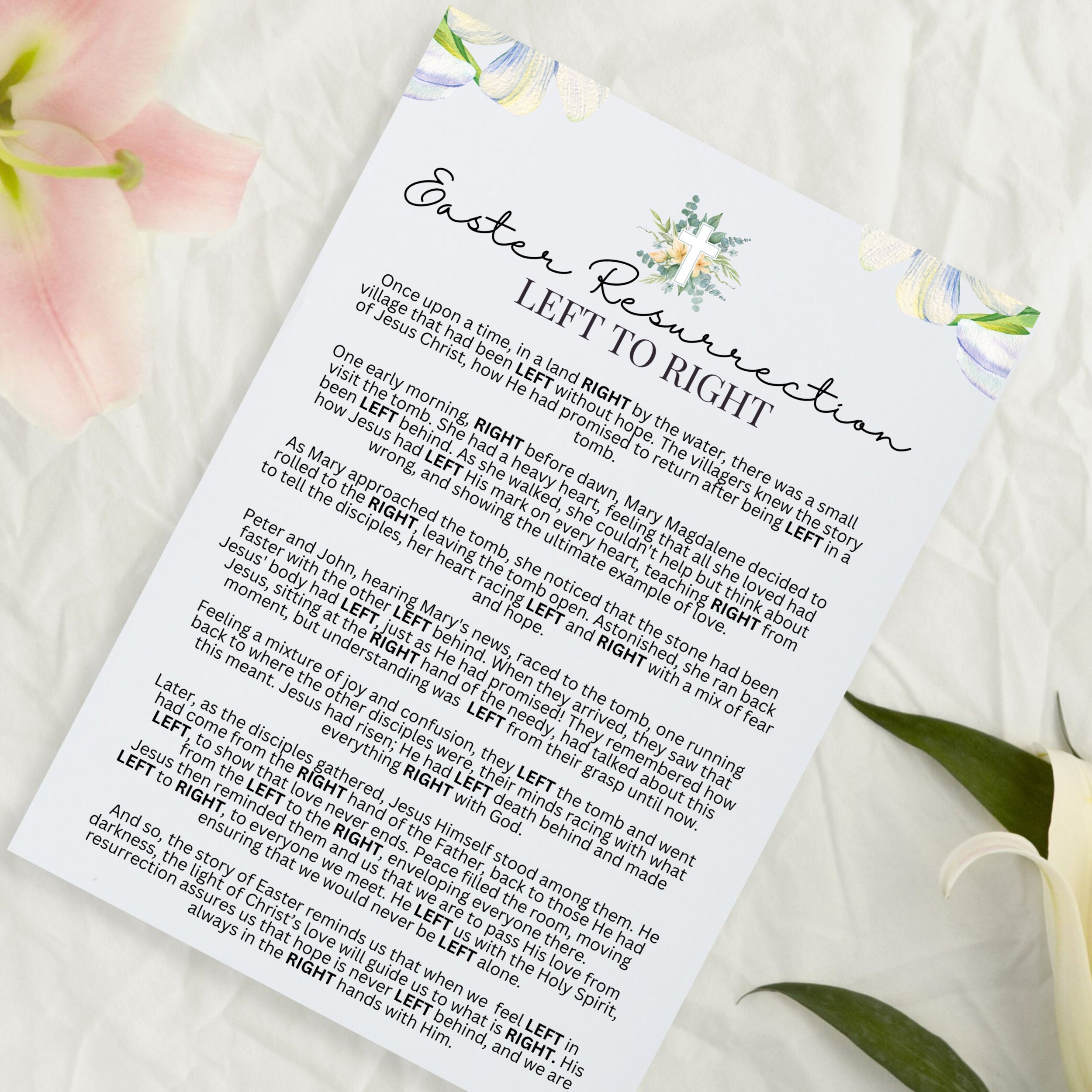 Easter Left to Right Pass the Prize Christian Bible Poem and Story ...